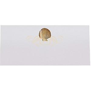 Scallop Seashell Flourish Place Cards, Set of 25, Pre-cut and Scored - Wedding, Party, Dinner, and Special Events - Made in the USA