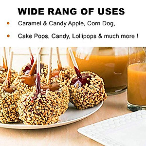 HANSGO Wooden Candy Apple Skewer Sticks, 6mm 5.25inch Natural Bamboo Skewers BBQ Caramel Apple Sticks Cotton Candy Stick Rock Candy Stick Skewer Semi Pointed Lollipop Sticks Barbecue Corn Dog