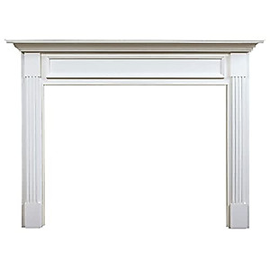 MANTELSDIRECT White 52 Inch x 41 Inch Wood Fireplace Mantel Surround Kit with Shelf and Trim | Klamath from Mantels Direct - Poplar Wooden Chimney Mantel Surround with Shelf