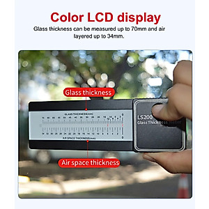 LS200 Glass Thickness Gauge - Accurate Measurement up to 70mm, Easy One-Side Operation for Glazing - Precision Tool for Architectural Laminated Glass, Window Walls, and Glass Bottles