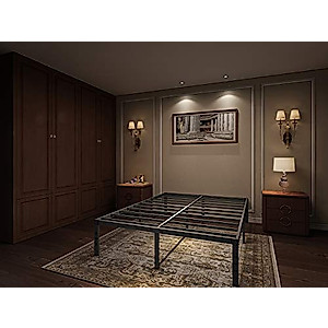 AROMUSTIME 16 Inch Metal Platform Bed Frame / 3,500 lbs Heavy Duty Steel Slat Easy Assembly Mattress Foundation/Noise Free/Box Spring Replacement, Queen