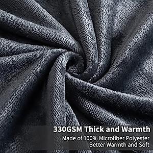 Cambividas Fleece Blanket, Queen Size Blanket, 330GSM, 90x90 Inches All Season Super Soft Cozy Warm Fuzzy Throw Blanket for Bed, Sofa, Travel, Camping, Dark Grey