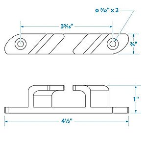 Seachoice 316 Stainless Steel Bow Chocks, 4-3/4 in. Long, Accepts Up to 5/8 in. Line, One Size, Pack of 2