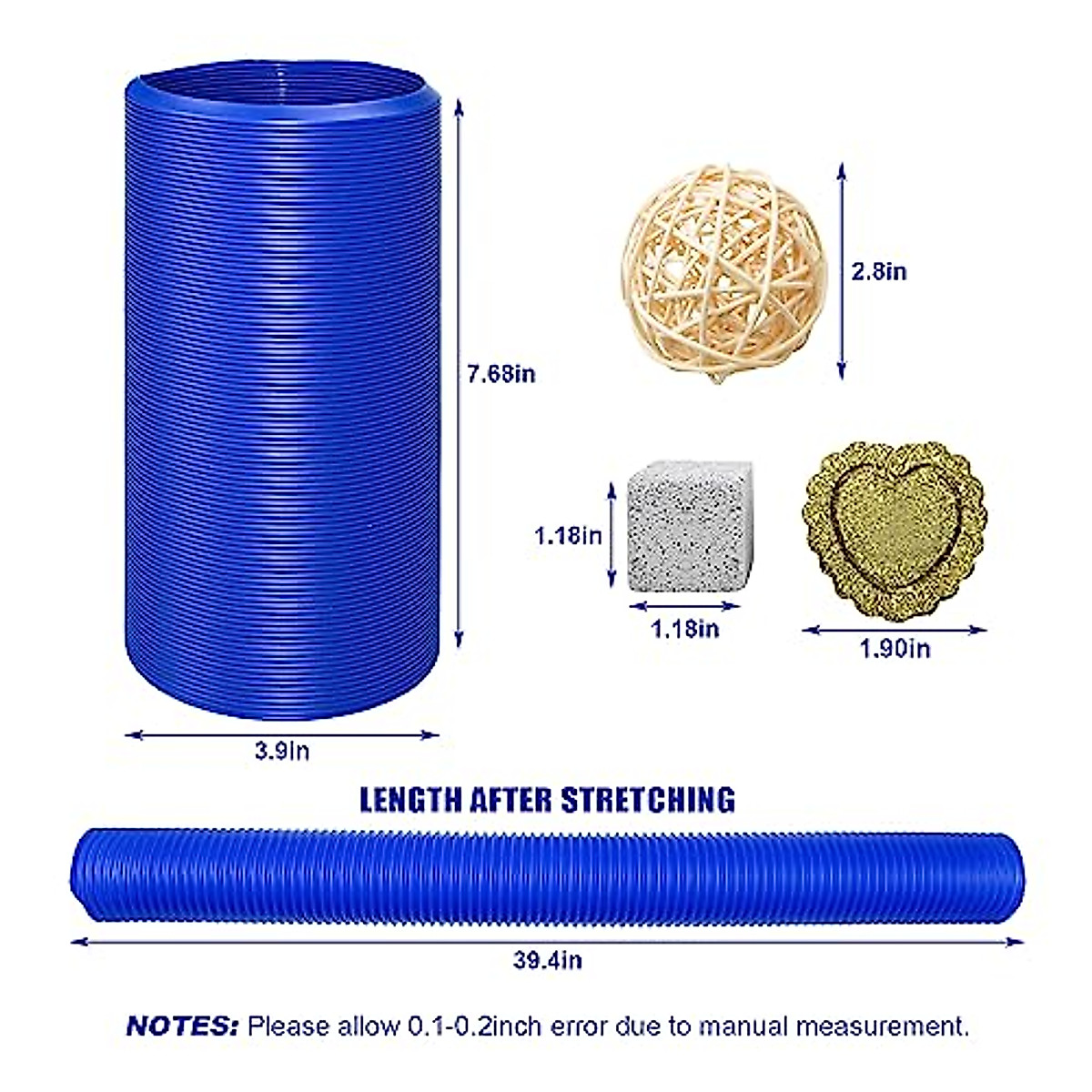 Small Animal Tunnel,1 Collapsible Plastic Guinea Pigs Tube Tunnel&5 Grass Cake&1 Grass Balls&2 Grinding Stones,Fun Toys for Hiding Training Ferrets,Gerbils,Hamsters,Dwarf Rabbits (Small, Blue)