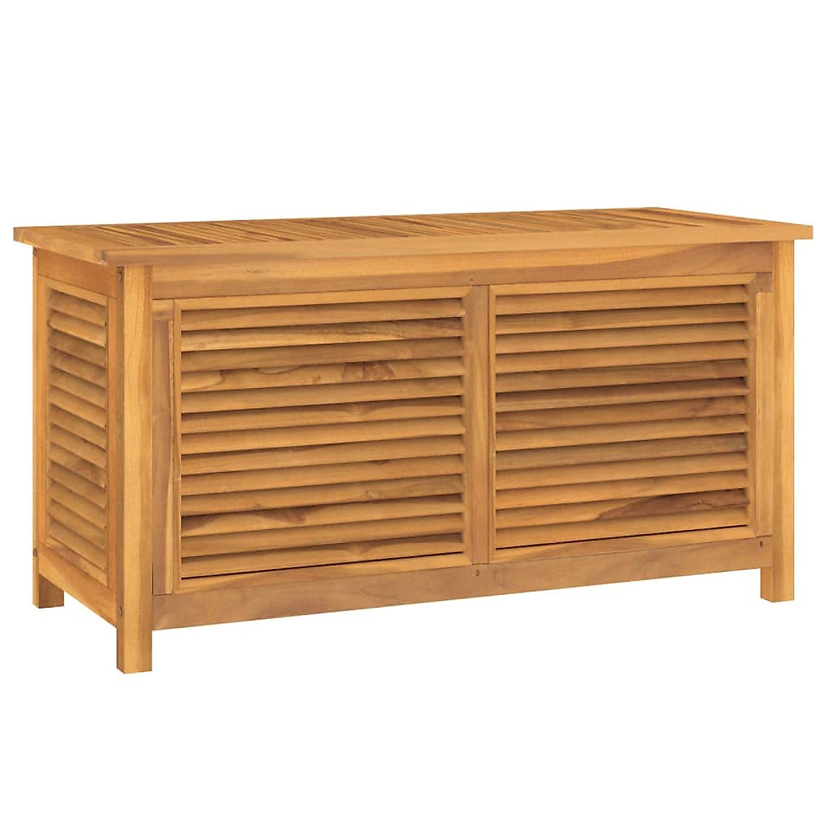 vidaXL Patio Storage Box with Bag, Solid Teak Wood 44.9"x19.7"x22.8", Rustic Charm, Ample Organizing Space, Versatile Use - Indoor and Outdoor Friendly.