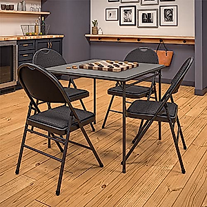 COSCO Essentials Commercial XL Comfort Fabric Padded Metal Folding Chair with Contoured Seat Back, 300 lb. Weight Rating, Triple Braced, 4-Pack, Black