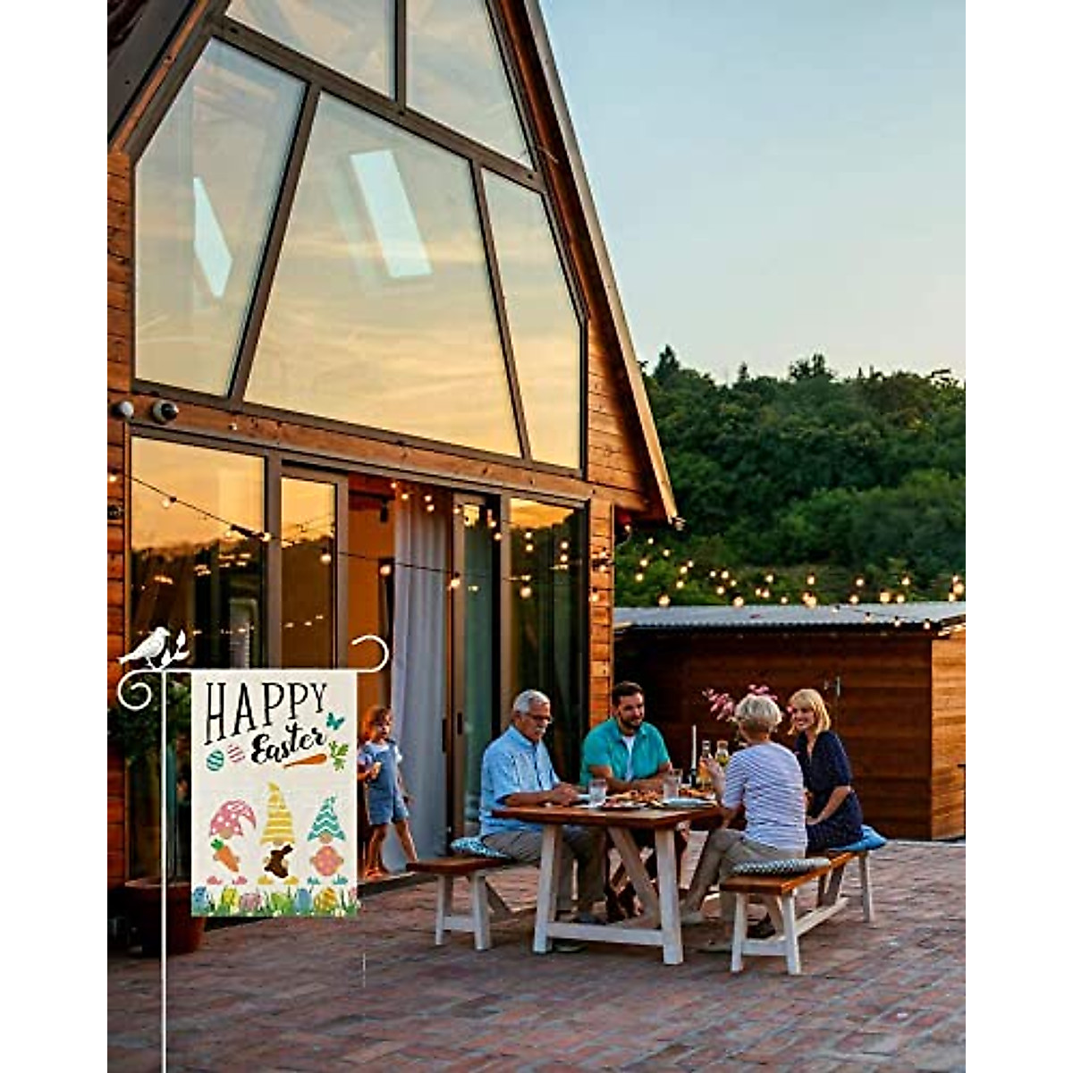 Easter Garden Flag, Double Sided Vertical Burlap Mini Flag for Garden Yard House, Happy Easter Outdoor Bunny Egg Gnome Small Flag, Farmhouse Outside Holiday Decorative Decoration, 12x18 Inch