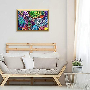 Colorful Succulent 1000 Piece Wooden Puzzle for Adults Jigsaw Puzzles Game Personalized Interesting Toys, Challenge Yourself with Difficult Puzzles Adults and Teens (500 Piece / 1000 Piece)