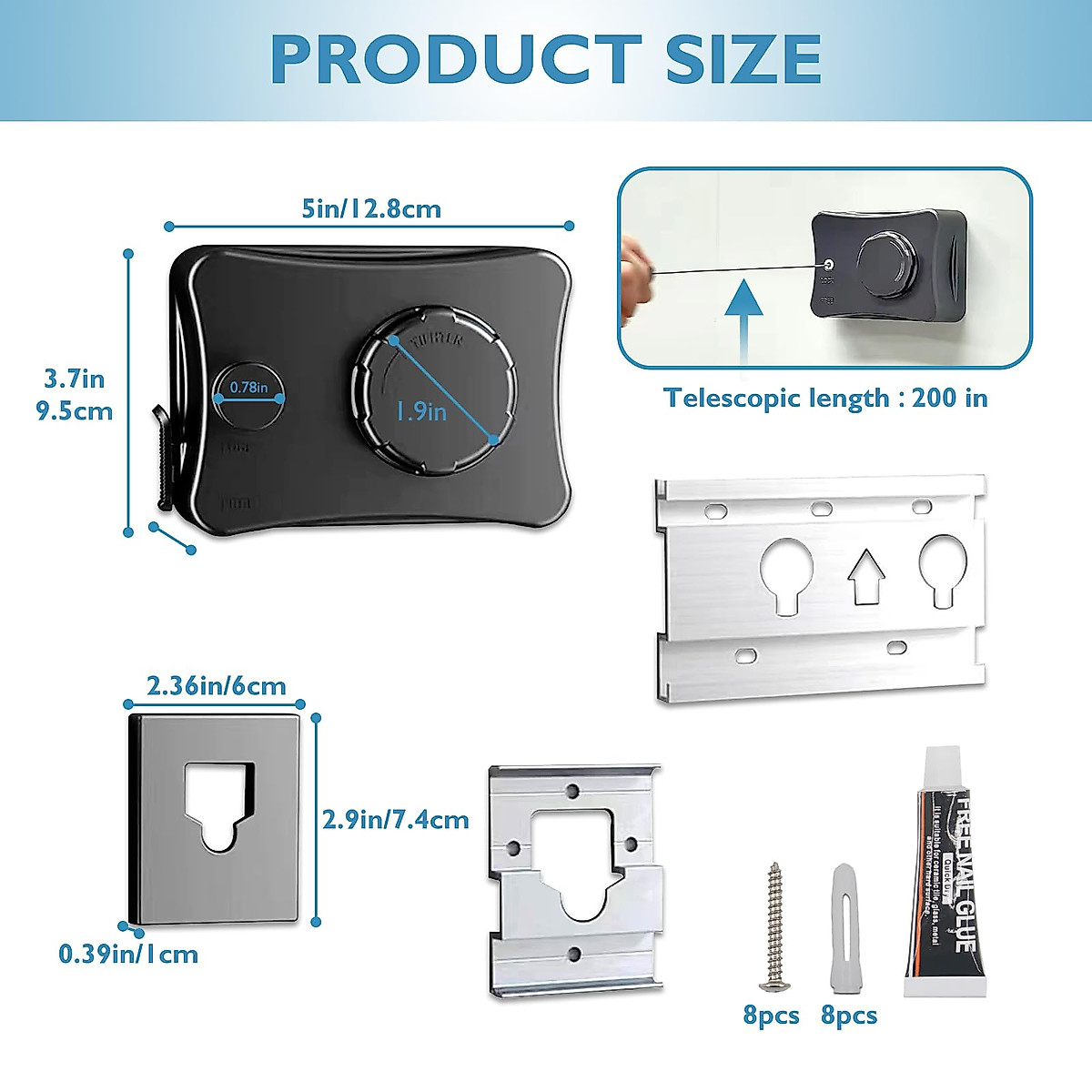 Retractable Clothesline,Wall-Mounted Indoor Clothes Line for Hanging Dry and Wet Clothes on Heavy Duty Outdoor Clothing Lines 16.7 ft