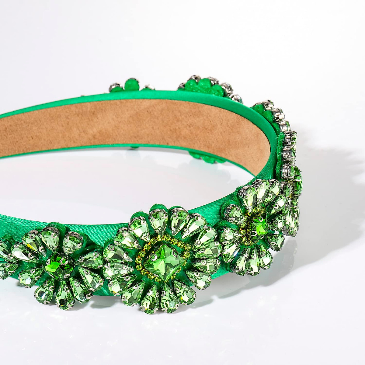 St.Patrick’s Day Headband Green Rhinestone Flower Hairband Crystal Irish Green Lucky Party Hair Accessories for Women