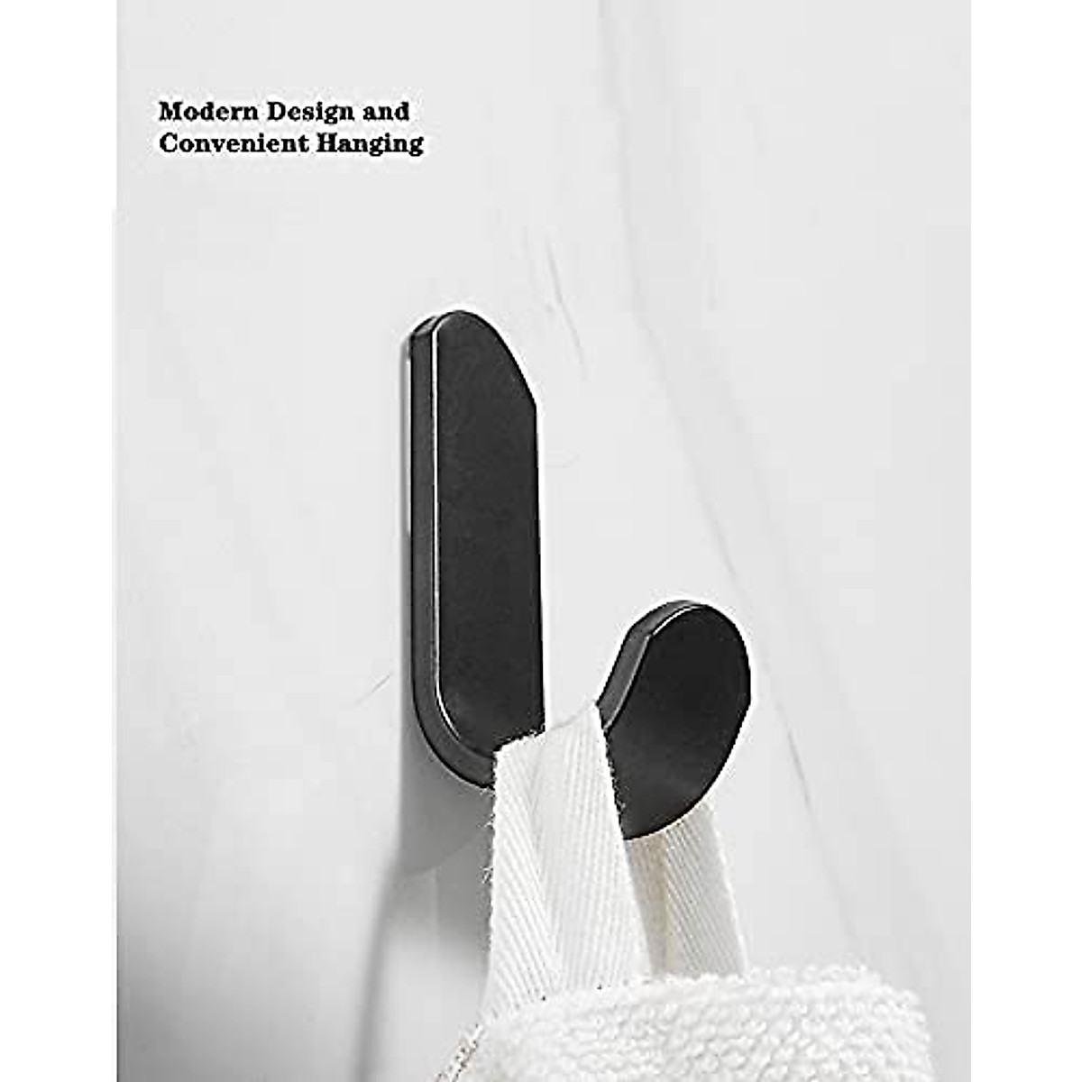 5 Pack Adhesive Hook Black Heavy Duty Towel Hooks Stick on Wall Door Hanging Without Nails Towels Coat Clothes Self Adhesive Sticky Hooks for Bathrooms Kitchen Home