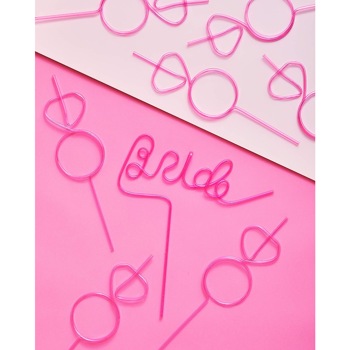 xo, Fetti Bachelorette Party XL Pink Bride + Diamond Ring Straw Set - 8 Pieces | Bridal Shower + Party Decorations | Bride to Be Gift