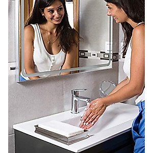 Decorative Hand Towels and Hand Towel Metal Tray for Guest Bathroom, Corporate Bathroom, Hotel Bathroom - Silver Brocade Pattern Paper Towels for Guest with Silver Metal Vanity Tray