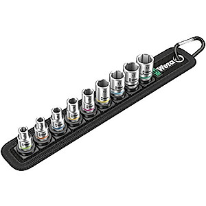 Wera Tools 05003883001 Belt 4 Sock Set 1/4" drv 9 Pieces, One Size, Multi