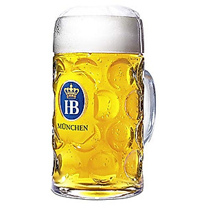 1 Liter HB "Hofbrauhaus Munchen" Dimpled Glass Beer Stein - 2pk