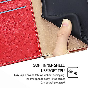 Fansipro Wallet Folio Case for Oppo Reno 2, Premium PU Leather Slim Fit Cover for Reno 2, 3 Card Slots, Well Fit, Red