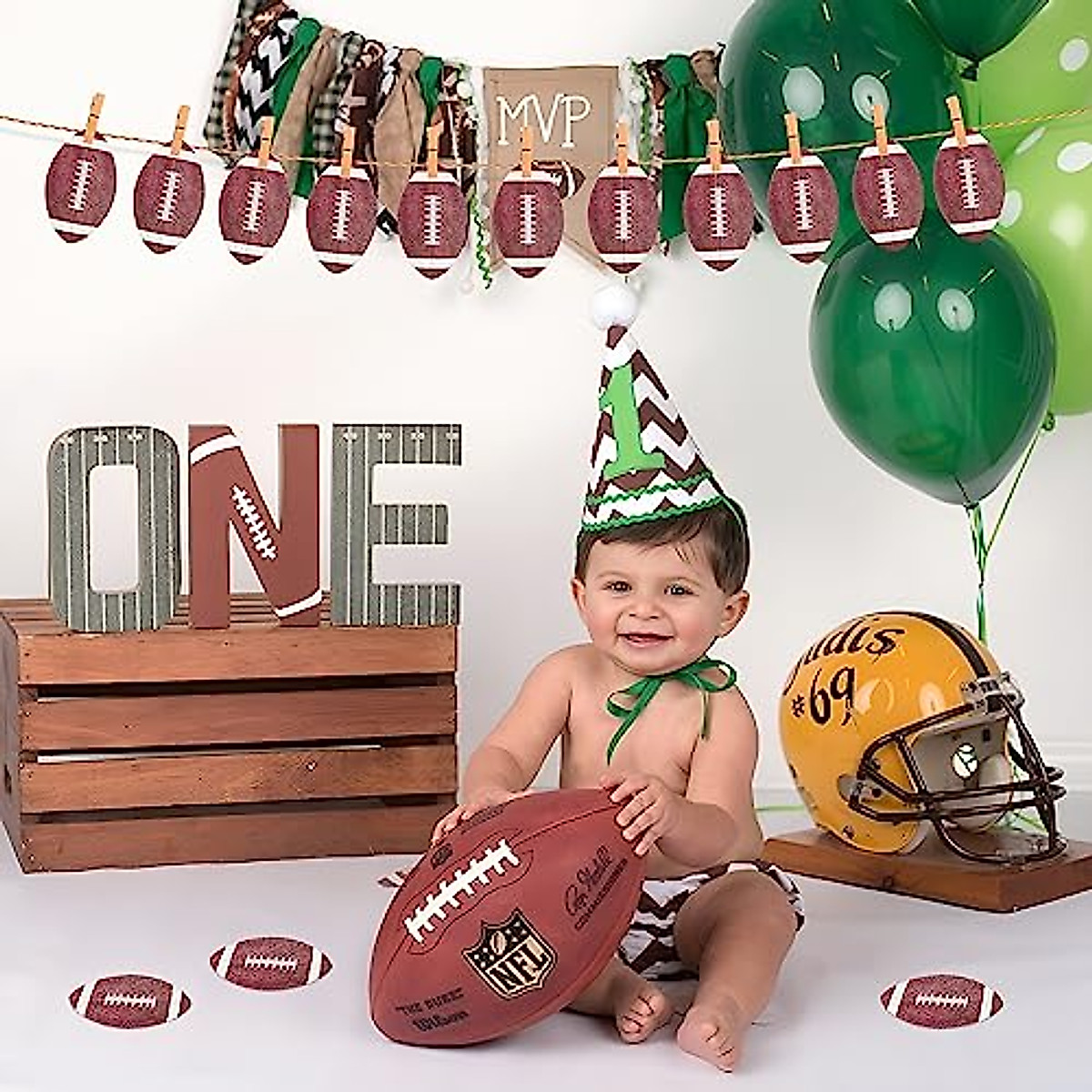 100pcs Glitter Football Cutouts Sports Ball Bulletin Board Football Shape Paper Cuts Party Decorations for Sports Theme Party Baby Shower Birthday Classroom Game Day Wall Decor Supplies