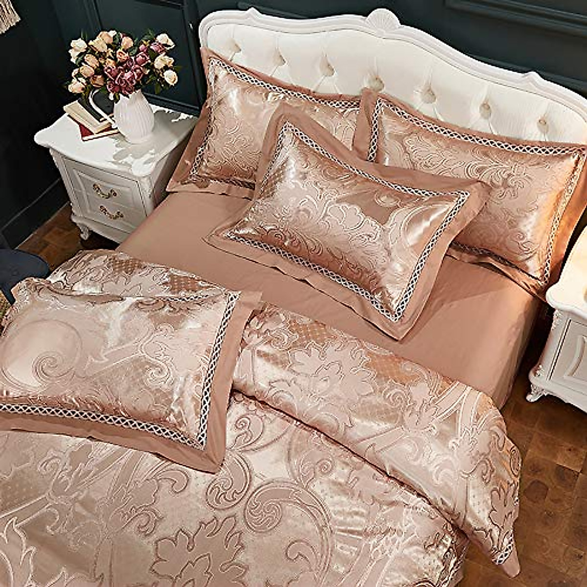Bedding Set King Size Silk Duvet Covers King Size Bedding Set King Size Gold Luxury Cotton Double Twin King Size Bed Duvet Covers Luxury Satin Jacquard Duvet Covers Set European Style