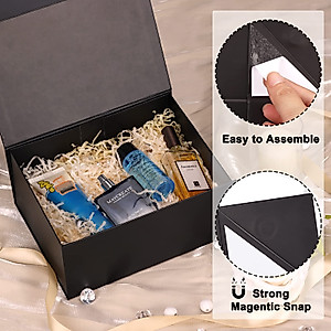 Moretoes 2 PCS Luxury Black Gift Boxes with Lids for Presents, Gift Boxes with Ribbon and Magnetic Closure for Christmas, Mother's Day, Holidays, Father's Day, Birthdays（9x7x4 Inches）