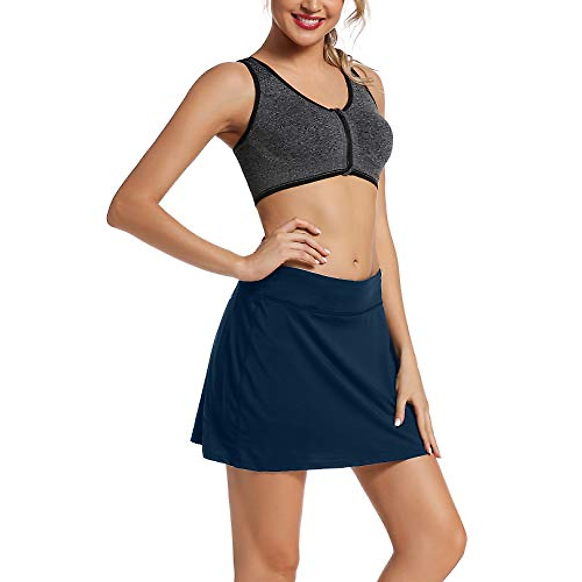 Hubunucc Women's Athletic Skorts Tennis Lightweight Active Skirts with Shorts Pockets Running Golf Workout Sports,178,Navy,2XL