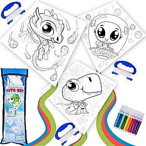 Hapinest Bulk (6 Pack) DIY Kite Making Party Pack Kit for Kids | Easy to Fly Kites Outdoor Toys and Crafts for Boys or Girls Ages 4 5 6 7 8 9 10 11 12 Years Old and Up