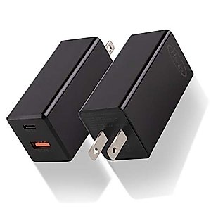 USB C Charger [GaN Tech] 65W Dual Port PD Wall Charger with 5ft USB C Cable for MacBook, USB C Laptops, iPad Pro, iPhone12, Galaxy, Pixel and More (Black)