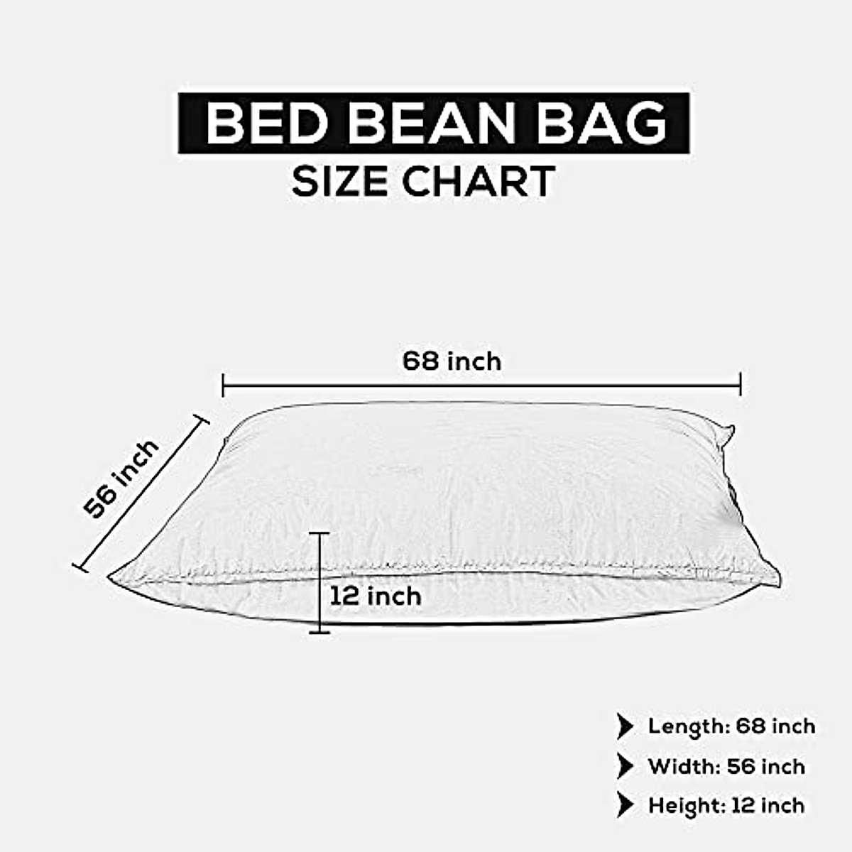 SATTVA 5.5ft All Weather Water Resistant Giant Bed Bean Bag for Adults - Big Bean Bag Covers Only (No Filling), Love Sack Bean Bag Oversized, Washable Ultra Soft Zipper, Dorm & Family Room Black Color