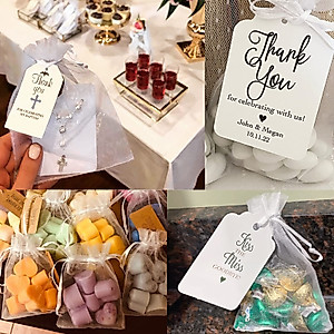 joycraft 50Pcs Organza Bags, 4x6 inch Gift Favor Bags, White Wedding Favor Bags, Jewelry Pouches with Drawstring, Mesh Bags Drawstring for Jewelry, Festival, Makeup, Candy, Desserts