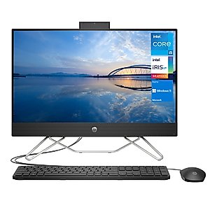HP Essential All-in-One Desktop, 24" FHD Display, Intel Core i5-1235U Processor, 8GB RAM, 512GB PCIe SSD, IR Camera, HDMI, RJ-45, Wi-Fi 6, Wired Keyboard & Mouse, Windows 11 Home, Black