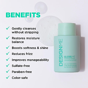 GLOSS.ME Hydrating Shampoo by DESIGNME | Hemp & Argan Oil Shampoo Adds Softness & Shine | Straight, Wavy, or Curly Hair Shampoo | Sulfate-Free & Color-Safe Moisturizing Shampoo for Dry Hair, 10 Fl Oz