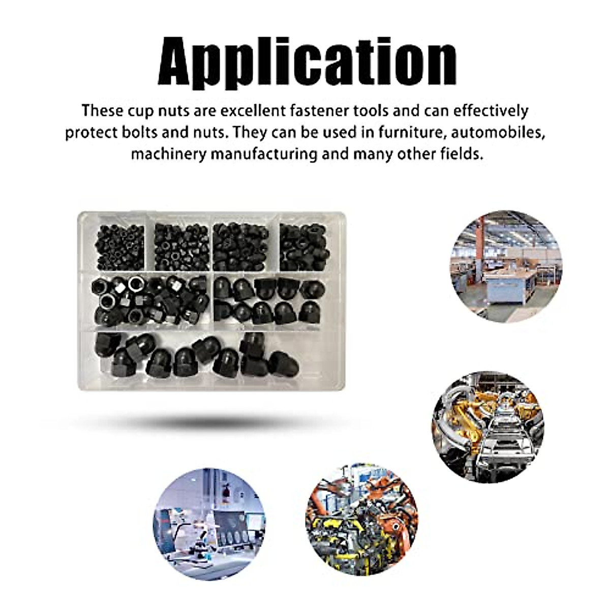 200Pcs Black Nylon Acorn Nut, 7 Sizes Hex Acorn Cap Nuts M3 M4 M5 M6 M8 M10 M12 Nylon Female Thread Bolt Cover Cap Dome Nuts for Protecting Hexagon Shaped Threads Rods Studs and Bolts