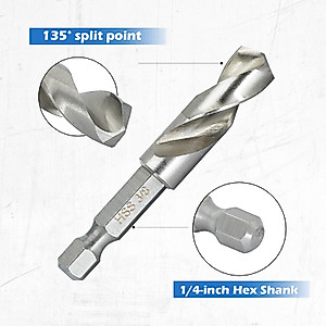 APRW Stubby Drill Bit Set for Metal,6 pcs 1/4" Hex Shank M2 HSS for Quick Change,Short Drill Bits for Right Angle Adapter and Tight Spaces,Metal Drill Bit Set for Steel, Wood, Plastic, etc.