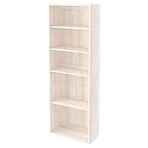 Signature Design by Ashley Dorrinson Modern Farmhouse 71" Bookcase with 4 Shelves, Weathered Whitewash
