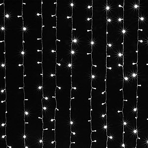 IMAGE Curtain Lights 9.8x6.6 Feet 224 LED String Lights Fairy String Lights for Wedding Party Home Garden Indoor Outdoor Wall Backdrops Decorations Waterproof UL Safety Standard White