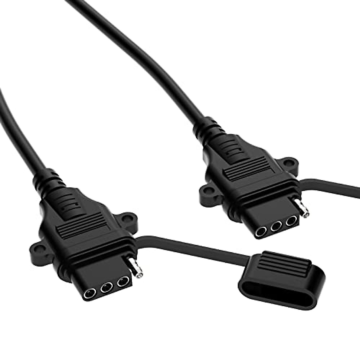 18AWG 1FT 4 Pin Trailer Connector Y Splitter Universal 4 Way Trailer Plug for Tailgate Light Bar Plug and Play 4 Pin Connectors Extension Harness Wiring Plug With Mounting Holes and Dust Cover - 1FT
