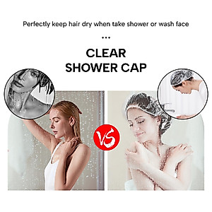 100PS Disposable Shower Caps, Plastic Clear Shower Caps, lengthening and thickening Hair Caps for Hair dyeing assistance, Hotel and Hair Salon, Home Use, Portable Travel (Size 20.5"/52cm）