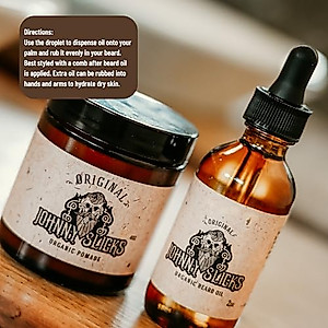 Johnny Slicks Organic Beard Oil | Moisturize, Soften, Promote Hair Growth, Reduce Itch (US Made, Veteran Owned Handcrafted with Clean Ingredients), Rugged