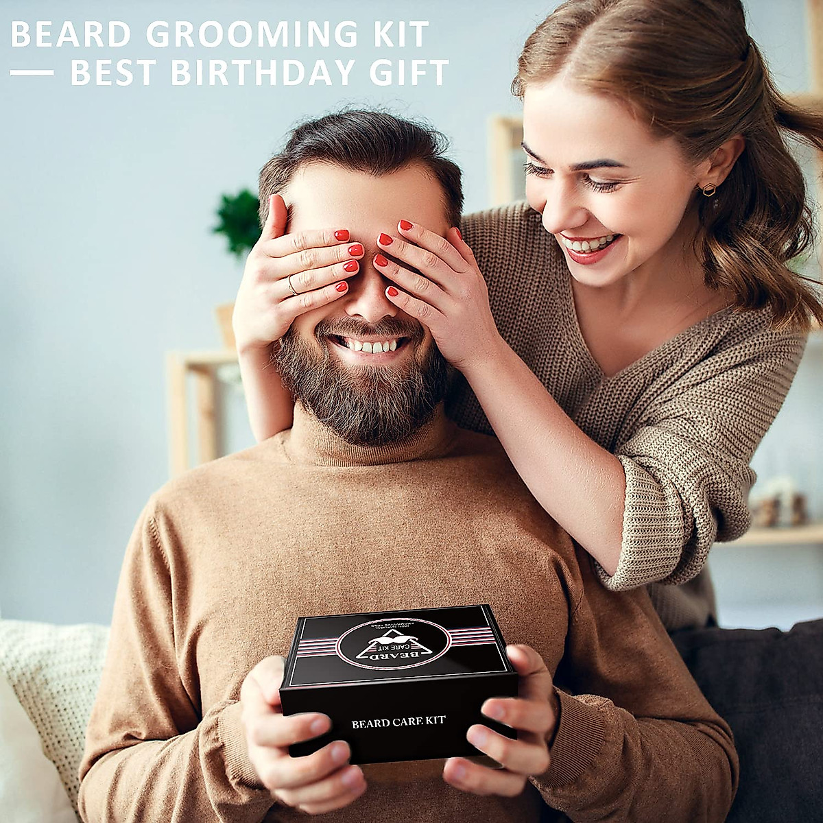 Valentines Day Gifts for Men - Beard Grooming Kit with Beard Oil Beard Balm Beard Brush Beard Comb Beard Scissor - Men Stocking Stuffers - Mens Gifts - Gifts for Men Dad Him Boyfriend Husband Brother