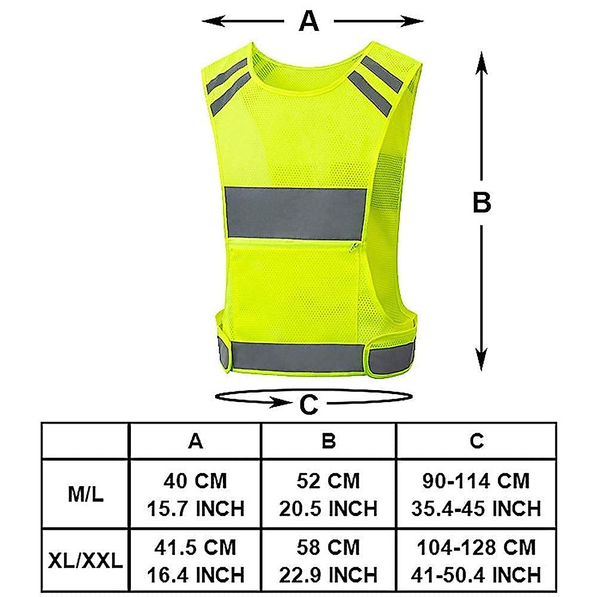 Reflective Running Vest Gear with Large,Zippered Pocket, Adjustable Waist, Light & Comfy satety Vest for Walking, Cycling, Jogging, 360° High Visible Safety Gear for Women and Men