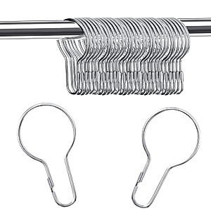 Queekay Metal Shower Curtain Hooks Hanging Clips Metal Curtain Rings Practical Reusable Shower Hangers for Bathroom Bedroom Kitchen Home Applications(Silver,60 Pieces)