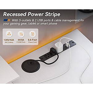 KKL L Shaped Computer Desk with File Drawers & 3 Power Outlets & 2 USB Ports, 72 Inch Home Office Desk with Printer Cabinet & Monitor Shelf & Host Storage Shelves, White Writing Desk