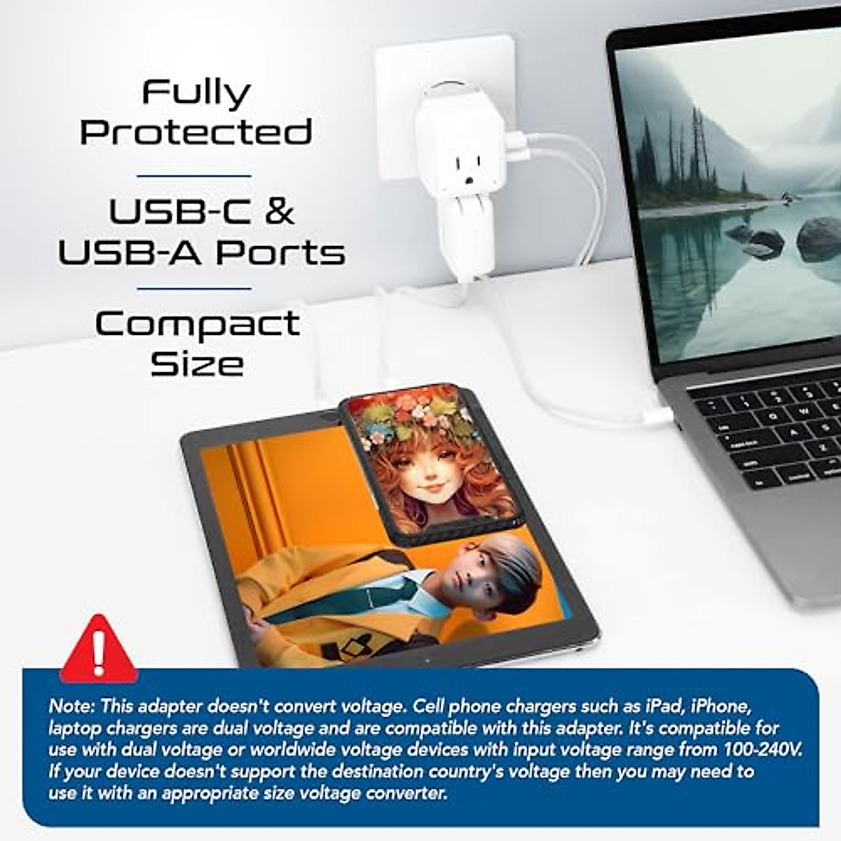Ceptics South Africa Power Adapter Travel Set - 20W PD & QC, Fast & Safe with Dual USB & USB-C - 2 USA Outlet - Use All Over Africa, Zimbabwe, Morocco - Includes Type E/F, M, G SWadAPt Attachments