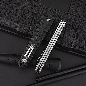 URiver Pocket Knife,Pocket Survival Knife,Pocket Knife for Camping Hiking,Aluminum Handle,Glass Breaker, With Pocket clip,Material