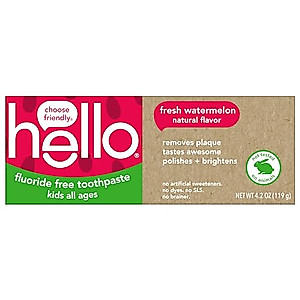 hello Kids Natural Watermelon Fluoride Free Toothpaste, Vegan & SLS Free