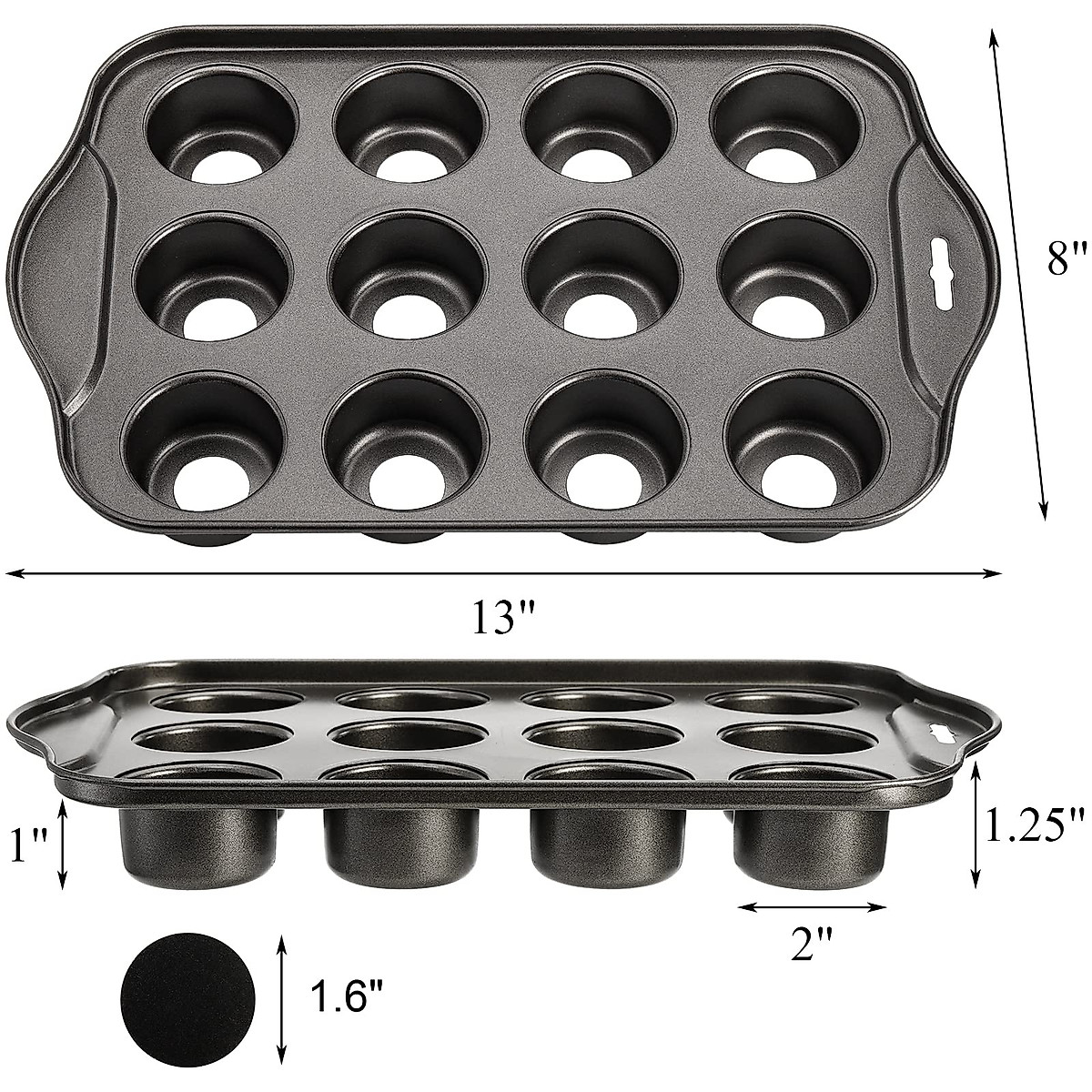 Tosnail 2 Pack 12 Cavity Mini Cheesecake Pan with Removable Bottom
