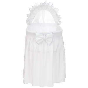 Baby Doll Bedding Drake Linen Look Bassinet Skirt/Hood Cover, Blue