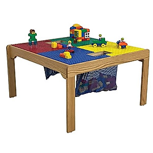 Fun Builder Table-Compatible with DUPLO® Brand Blocks w/Storage Nets-100% American Made-Solid Maple Wood Frames-Patent Pending Table Assembly-NO Tools and NO Hardware-Ready in 10 Minutes!-32" x 32"