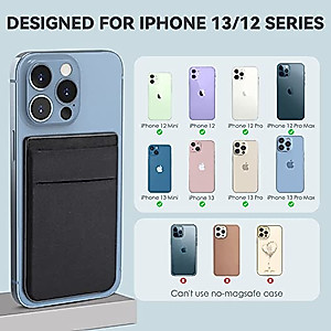 CloudValley Magnetic Card Wallet Designed for iPhone MagSafe, Stretchy Lycra Double Pocket Credit ID Card Holder Case for Back of iPhone 15/14 / 13/12 Series, Mag Safe Accessories - Black