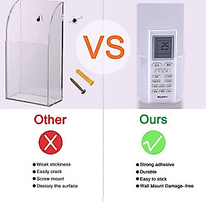 ZC GEL Remote Control Holder Wall Mount Damage-Free 2 pack, Clear Adhesive Remote Holder For Bed Sturdy Storage Box To Hold Remotes Eyeglasses Pen Key For RV,Bedroom,office