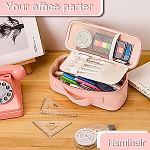 Hsmihair Big Capacity Pencil case pencil Bag Multifunctional Pencil Pouch with Compartmens, pencil box for girls boys Stationery Bag Pencil case Pouch Cosmetic 2100ML (Pink)